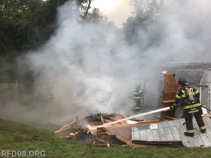 Engine 98 Assists on Shed Fire in Limerick - Royersford Fire Department