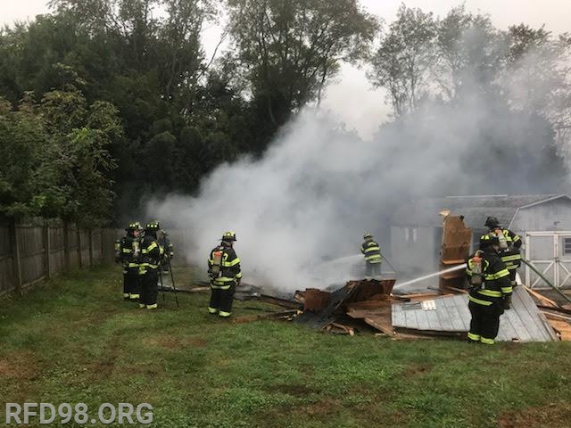 Engine 98 Assists on Shed Fire in Limerick - Royersford Fire Department